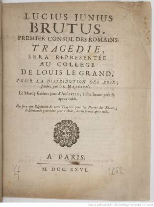 Catalogue Rouge - Lucius Junius Brutus, premier consul des Romains ...