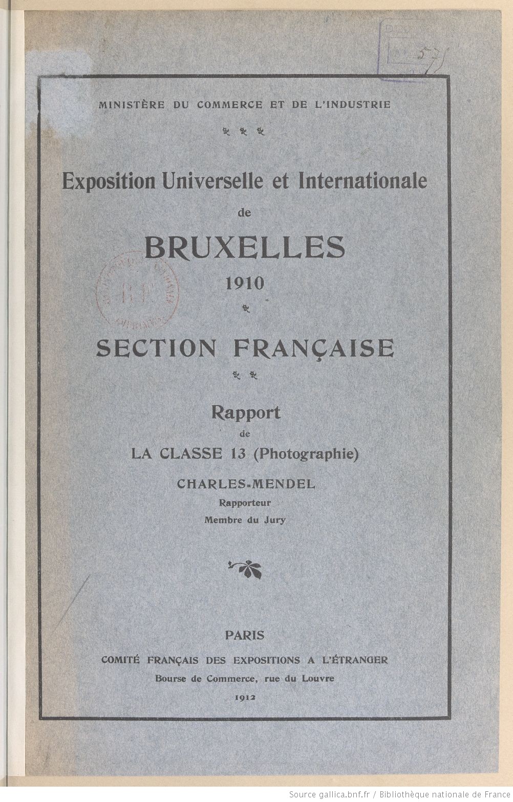 Catalogue Rouge - Rapport de la classe 13 (photographie) / Charles ...