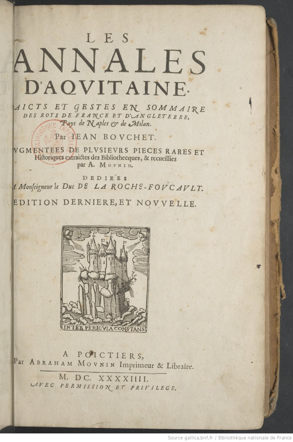 Catalogue Rouge - Les Annales d'Aquitaine ,... par Jean Bouchet ...