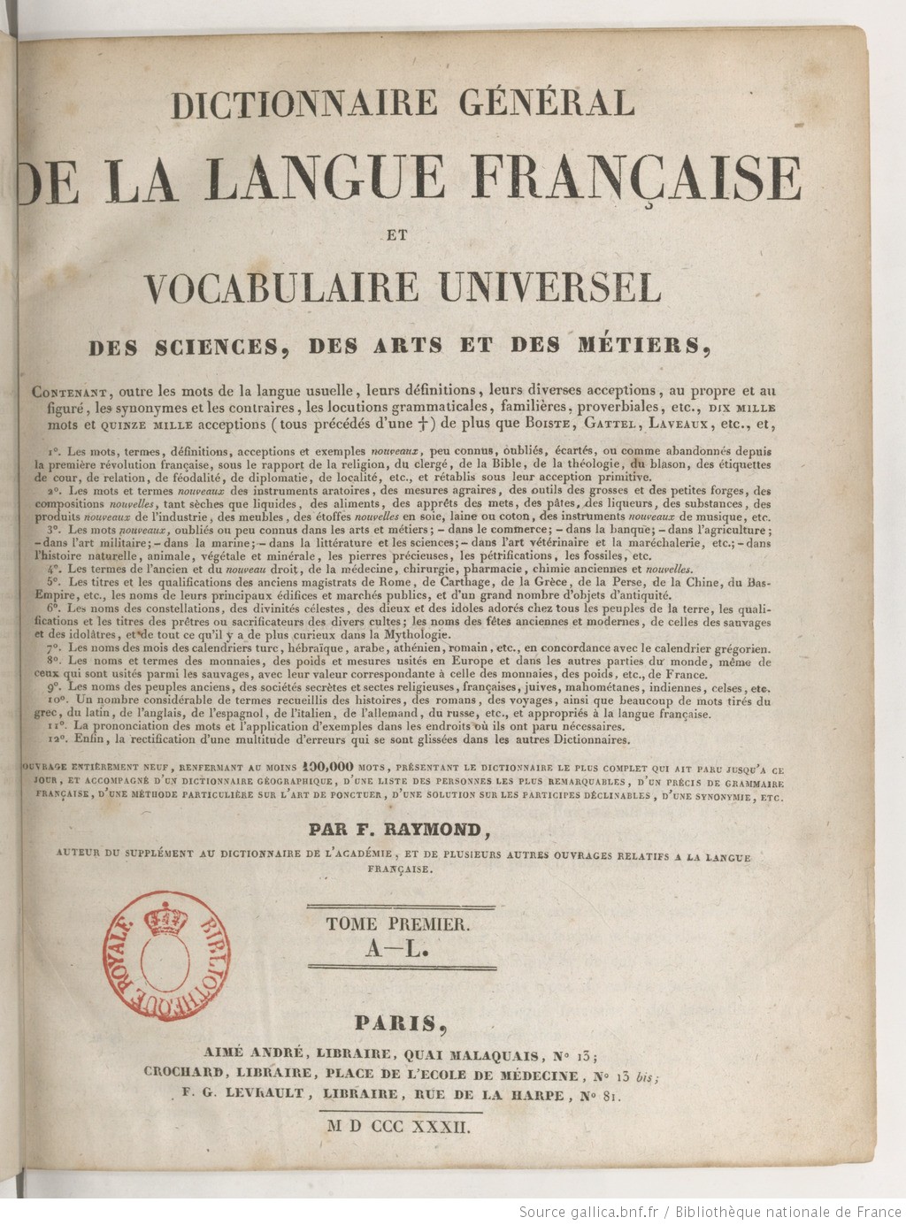 Catalogue Rouge - Dictionnaire général de la langue française et ...